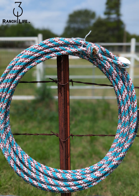 5/16 Waxed Cotton Ranch Rope: Teal, White, Black, & Red – 310 Ranch Life