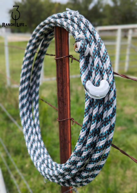 5/16 Waxed Cotton Ranch Rope: Teal, White, & Blue – 310 Ranch Life
