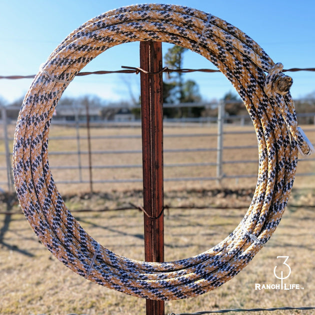 5/16 Waxed Cotton Ranch Rope: Black, Yellow, & White – 310 Ranch Life